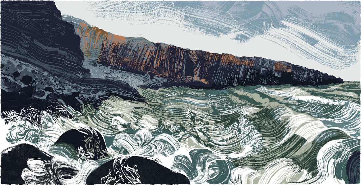 Rollers at Cullernose - Andy Lovell artist printmaker